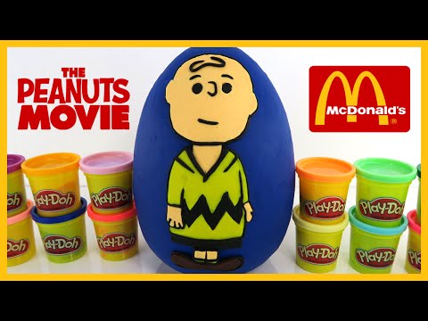 The Peanuts Movie McDonalds Happy Meal Kids Toys In A Giant Play Doh Surprise Egg