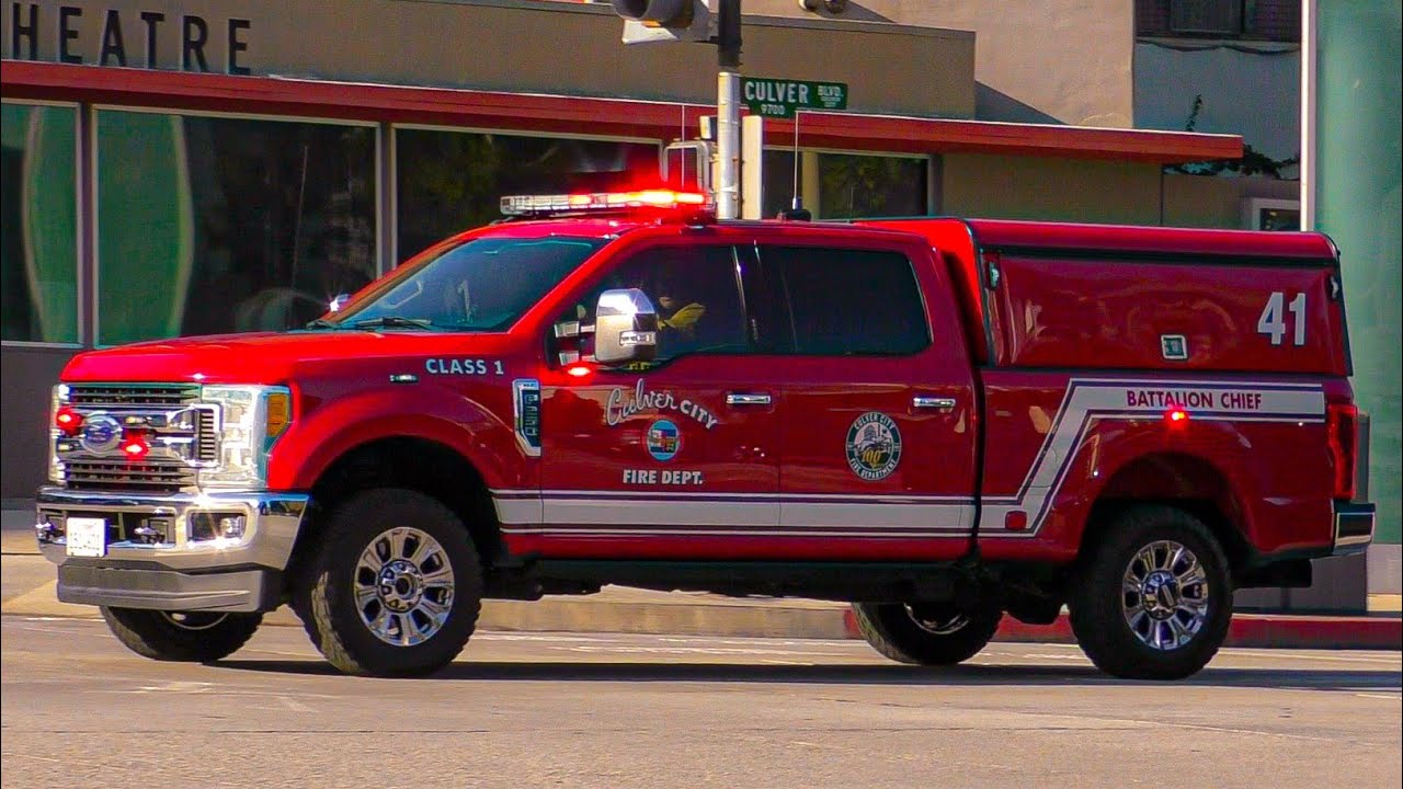 Culver City Fire Dept. Engine 41 & Battalion 41 Responding - YouTube