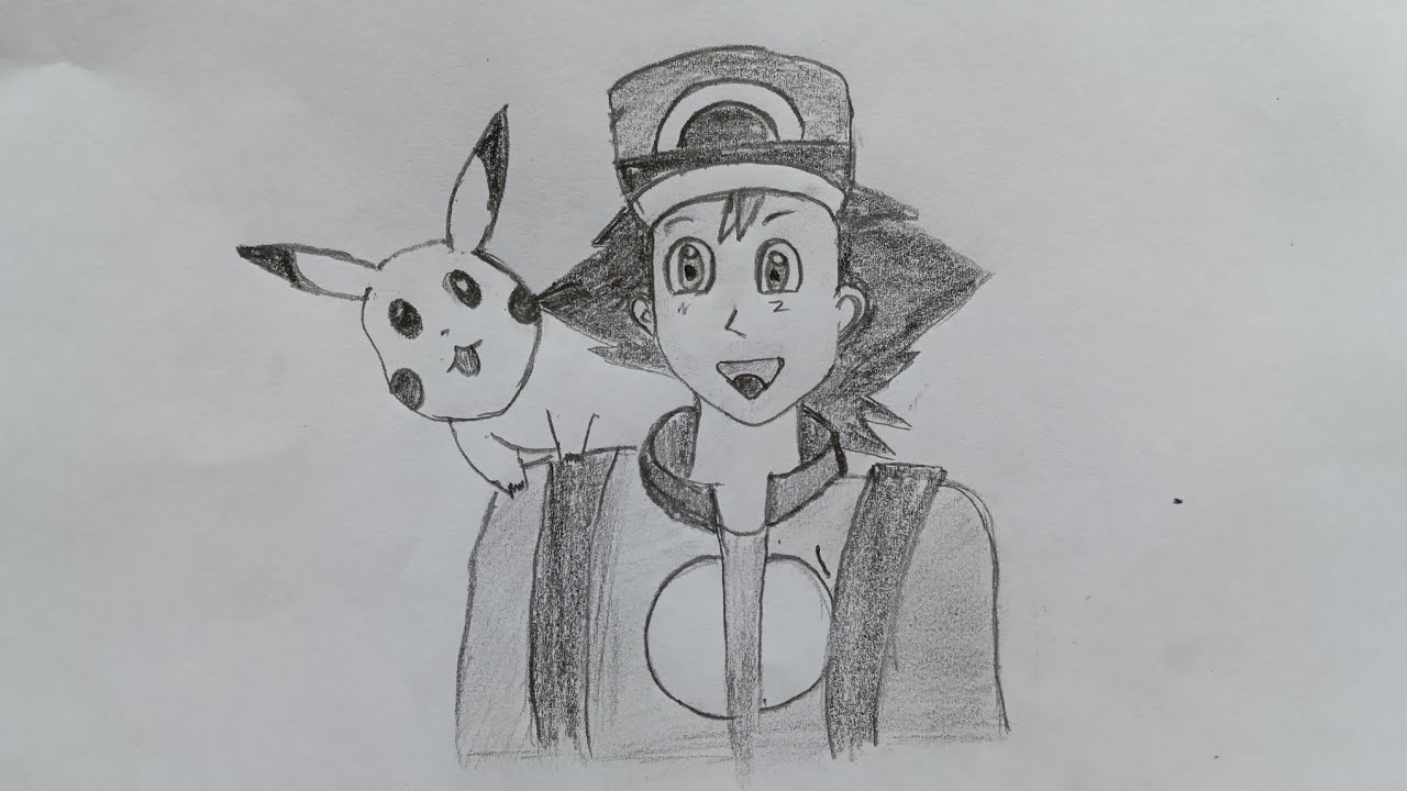 Ash and Pikachu drawing ||easy step by step drawing - YouTube