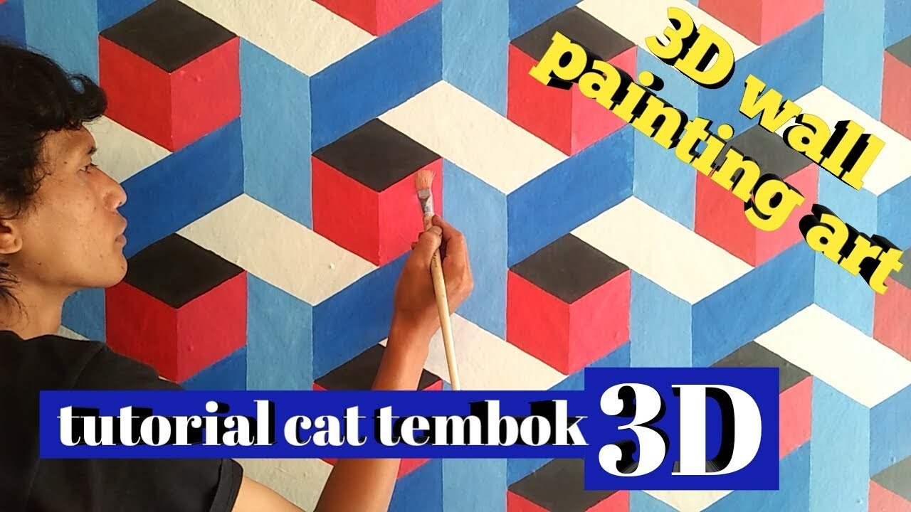 mural dinding motif 3d- tutorial cat tembok motif 3d- 3d wall painting ...