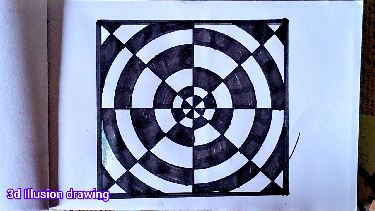 Very Easy 3D Anamorphic Optical Illusion Drawing || 3D Optical Illusion ...