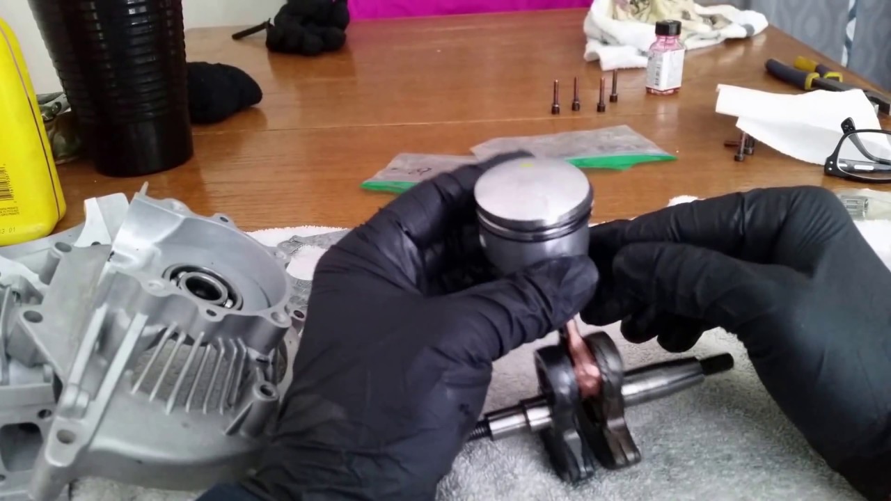 49cc cylinder install and partial engine assembly - YouTube