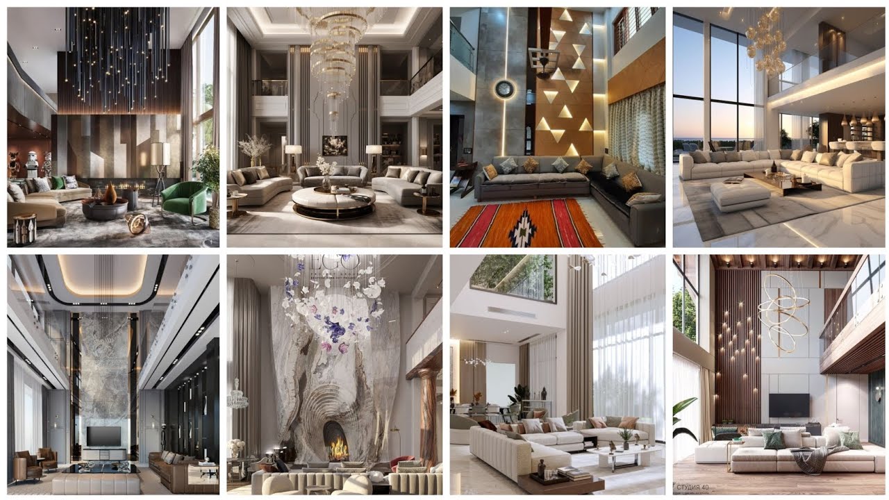 Classic Double Height Livingroom Design | Modern High Roof Livingroom ...