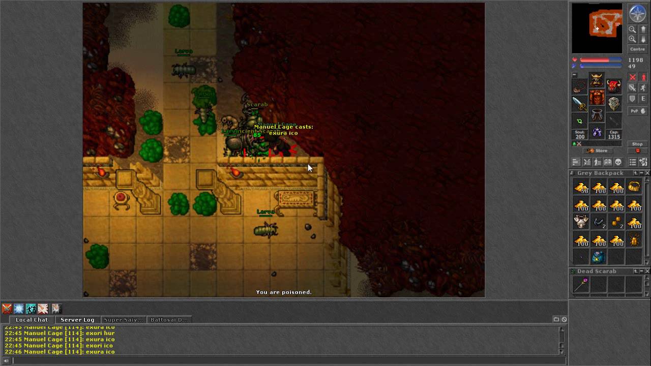 Tibia Hunt knight Ancient Scarab Exp 150h sin Stamina FULL PROFIT - YouTube