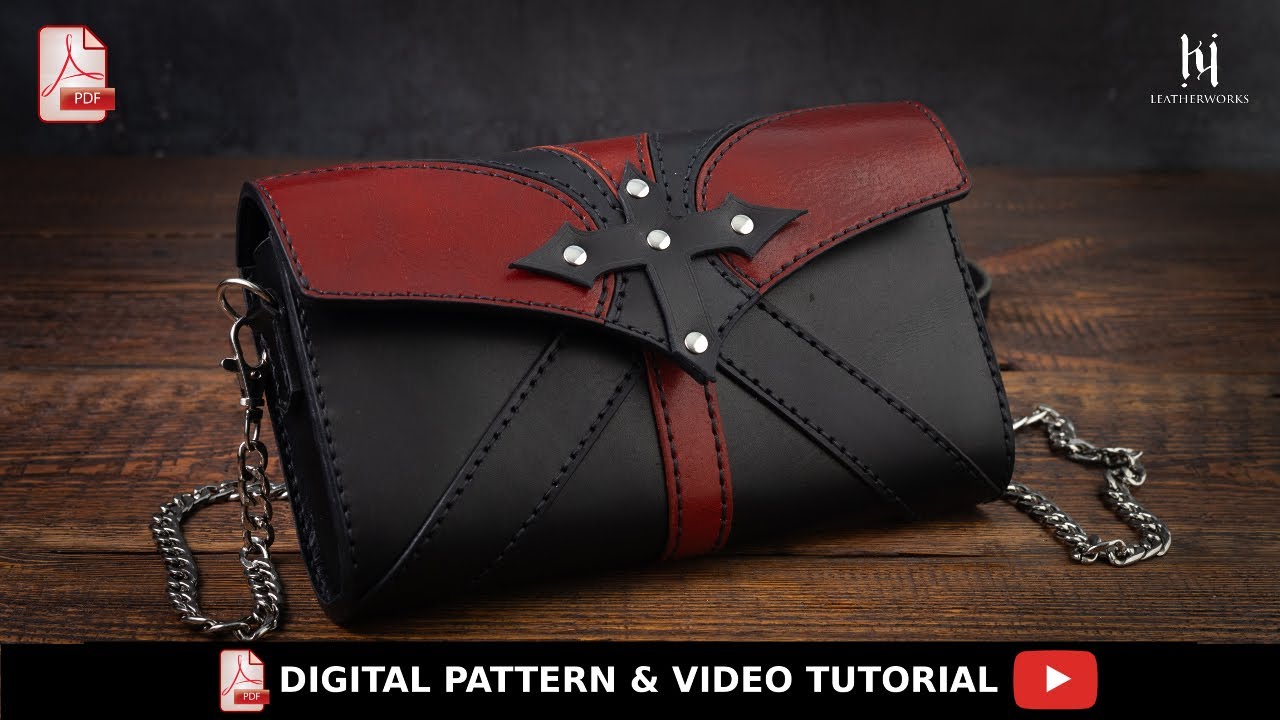 Making Of Leather Gothic Style Bag - Pattern and Tutorial - YouTube