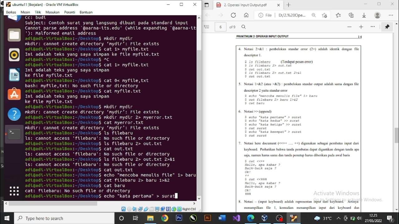 Percobaan & Latihan pada materi "Operasi Input Output" di mata kuliah SISTEM OPERASI - YouTube