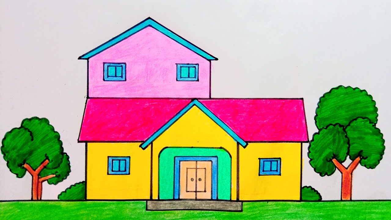 House drawing easy for beginners / how to draw house step by step - YouTube