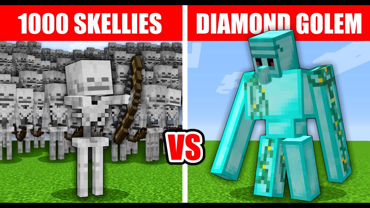 1000 SKELETONS vs DIAMOND GOLEM (Minecraft Mob Battle) - YouTube