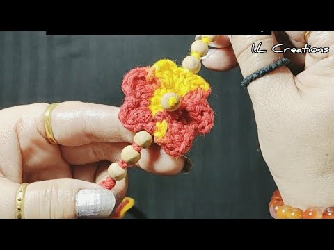 Tulsi Beads Rakhi || Crochet Flower Rakhi || Unique Rakhi || New ...