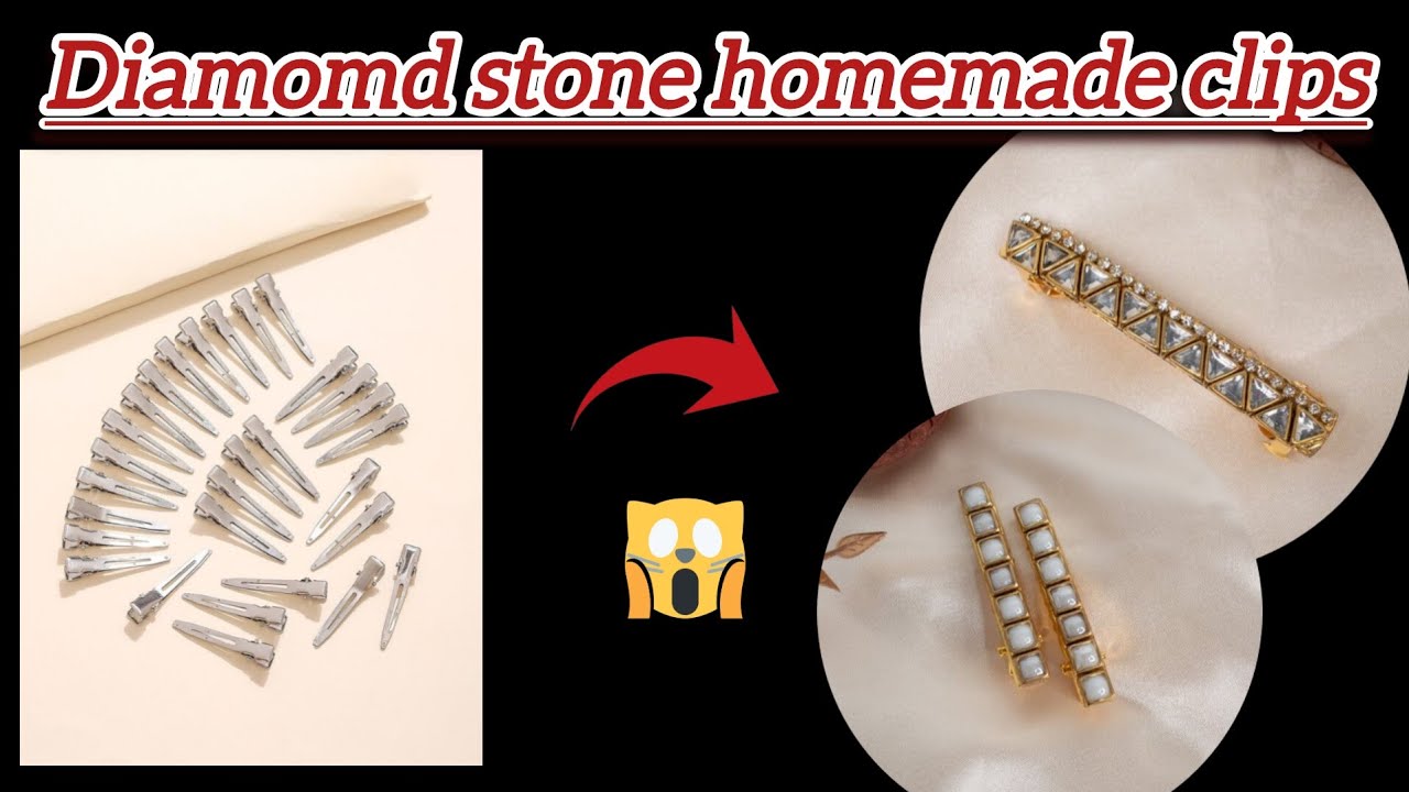 Diamond stone homemade clips /diy stone clips/handmade clips - YouTube
