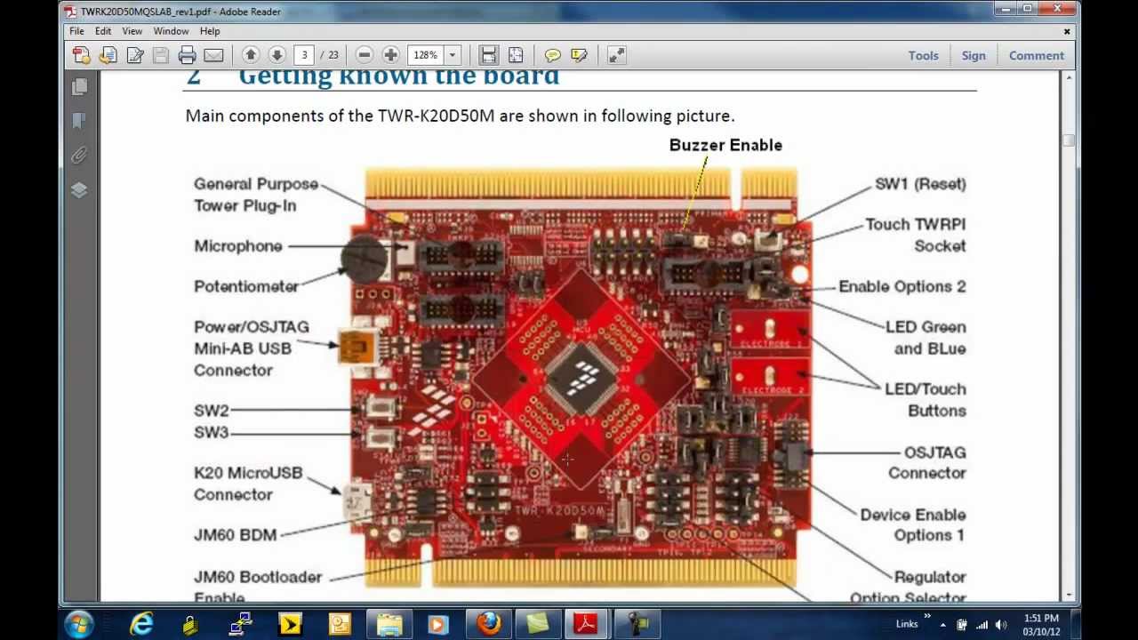 Freescale Twr K20d50m Tower Board Code Quickstart Lab And Recompiling Youtube
