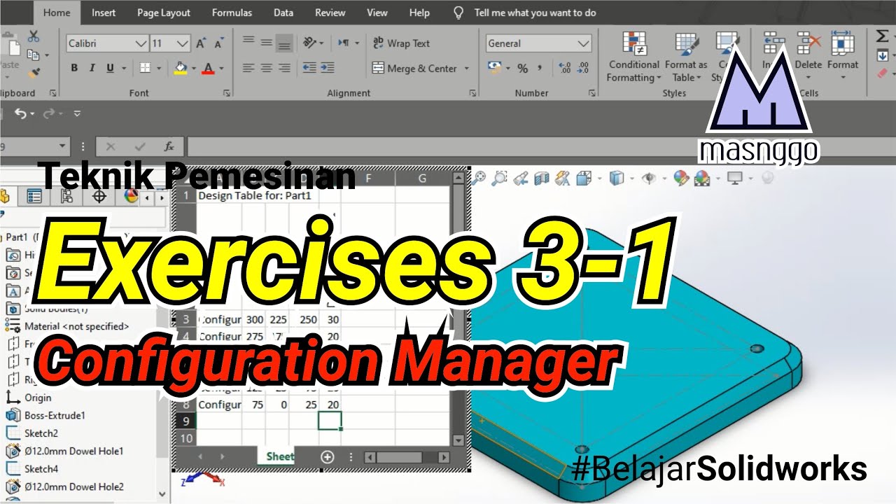 Exercise 3-1 Configuration Manager pada Solidworks | Belajar Solidworks ...