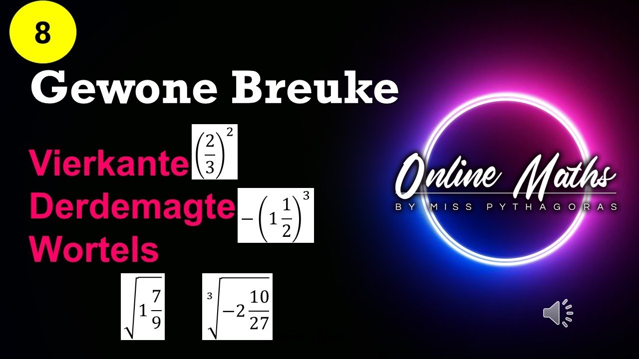 Gewone Breuke Graad 8 Les5 Vierkante, Derdemagte en Wortels - YouTube