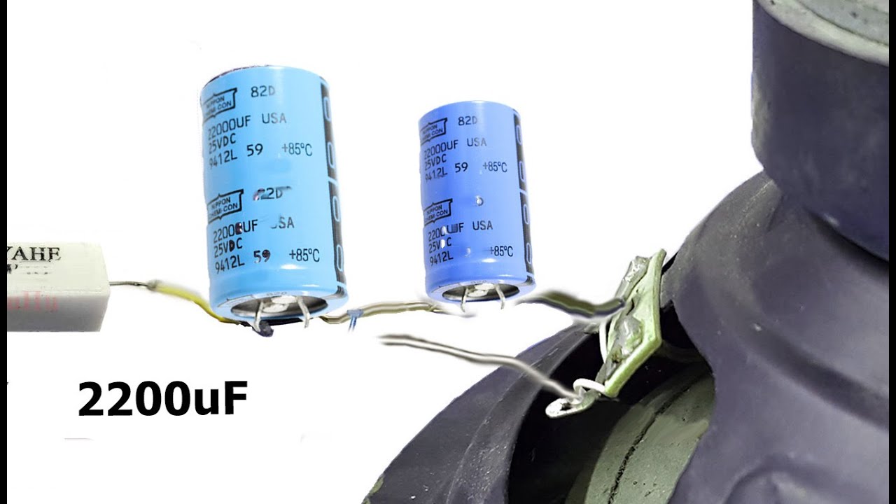 How to increase BASS use Capacitor 2200uf safety! add resistor - YouTube