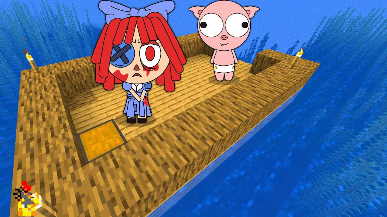 ATRAPADO EN UNA BALSA CON RAGATHA MALVADA EN MINECRAFT DIGITAL CIRCUS ...