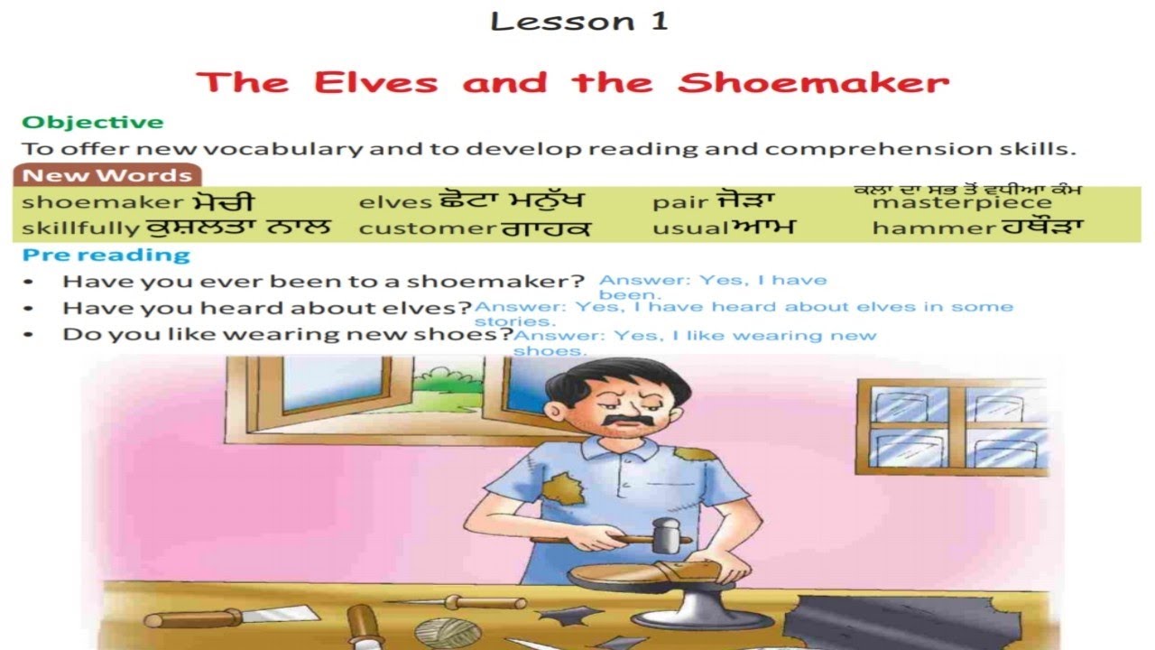 Pseb 5th English Lesson 1: The Elves and the Shoemaker | pseb 5 RAINBOW ...