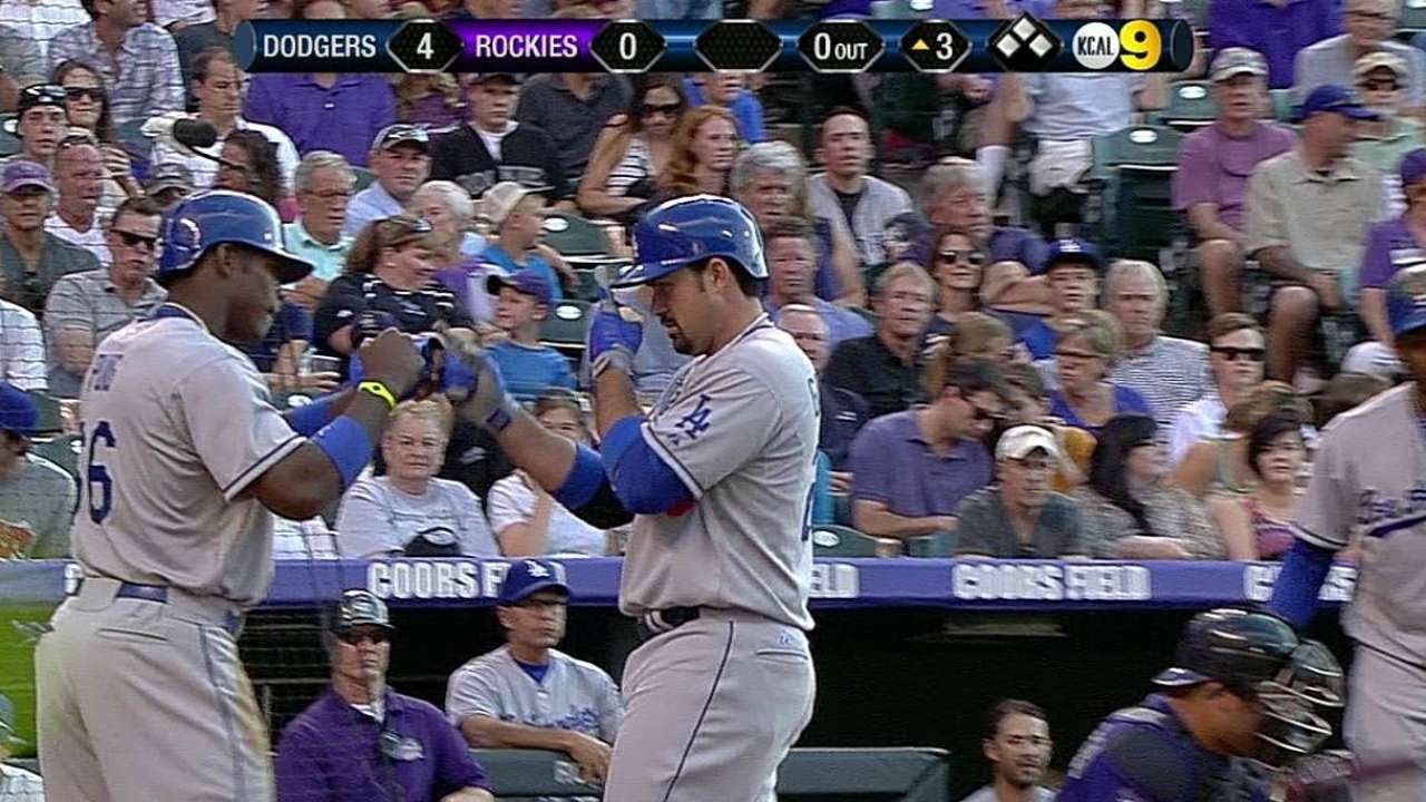 Adrian hammers a two-run homer deep to right - YouTube