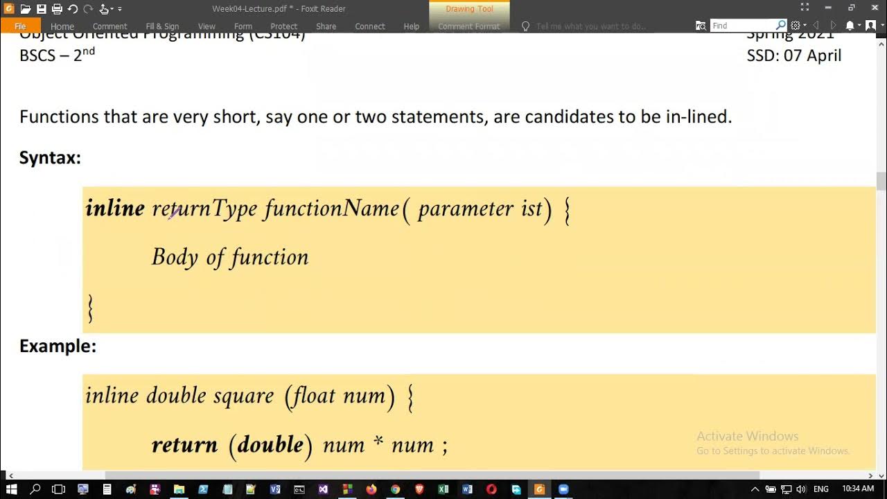 Lecture 12 - OOP - Inline Functions and Passing Arguments to Functions - YouTube