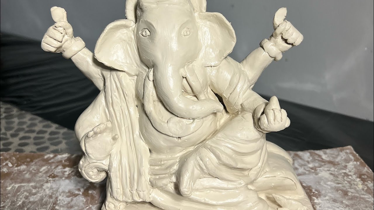 DIY Ganesh idol making from air dry clay/Ganpati making process ...