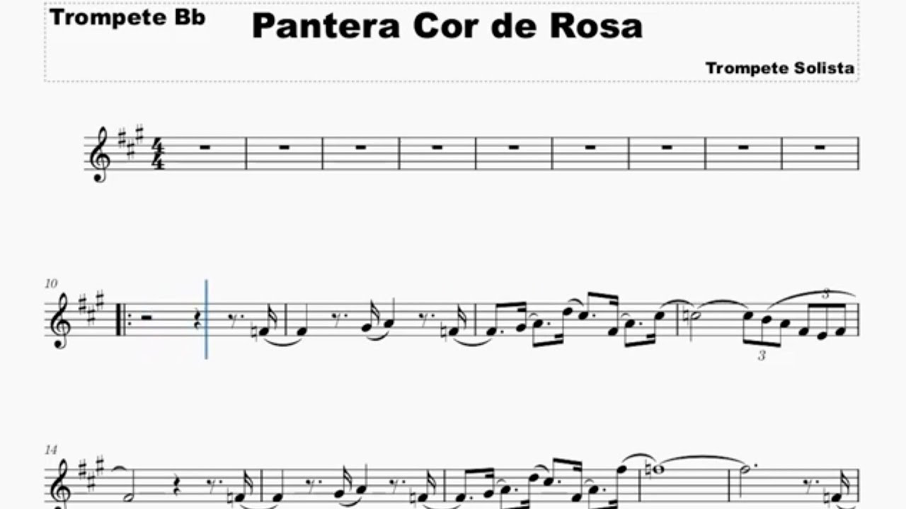 Pantera Cor de Rosa Partitura - Trompete em Sib! #partituras #trompete ...