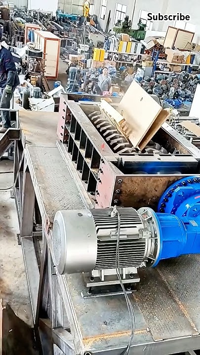 Shred waste wood board and pallets by a strong industrial shredder # ...