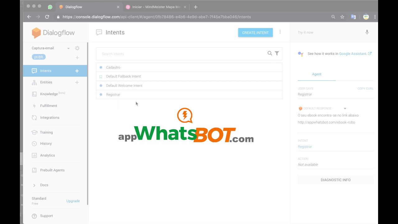 DialogFlow WhatsApp ChatBot 🎓Exportando e Importando um Agent #08 - WhatsBot - YouTube