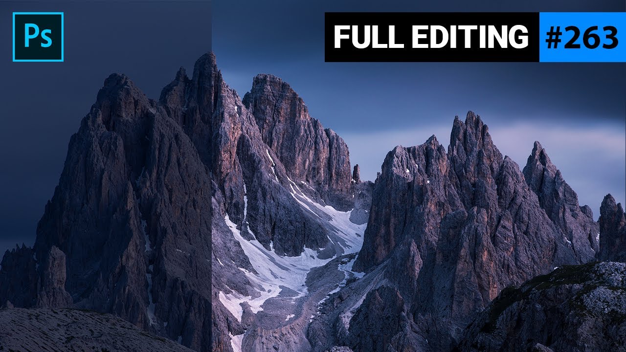 BLUE HOUR Mountain Landscape Editing with Adobe Photoshop CC | QE #263 ...