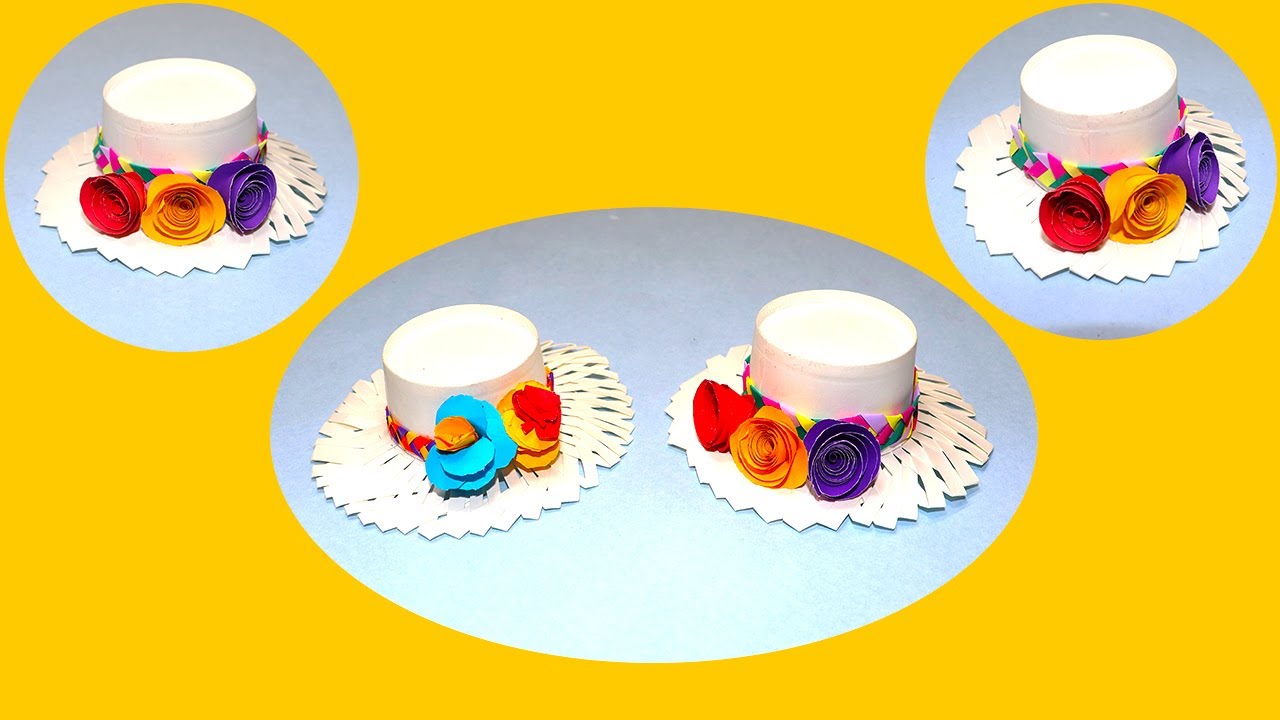 How to make a hat from paper cup _ Paper Cup Craft _ Recycled Paper ...