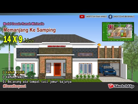 Desain rumah minimalis memanjang ke samping 14x9 meter
