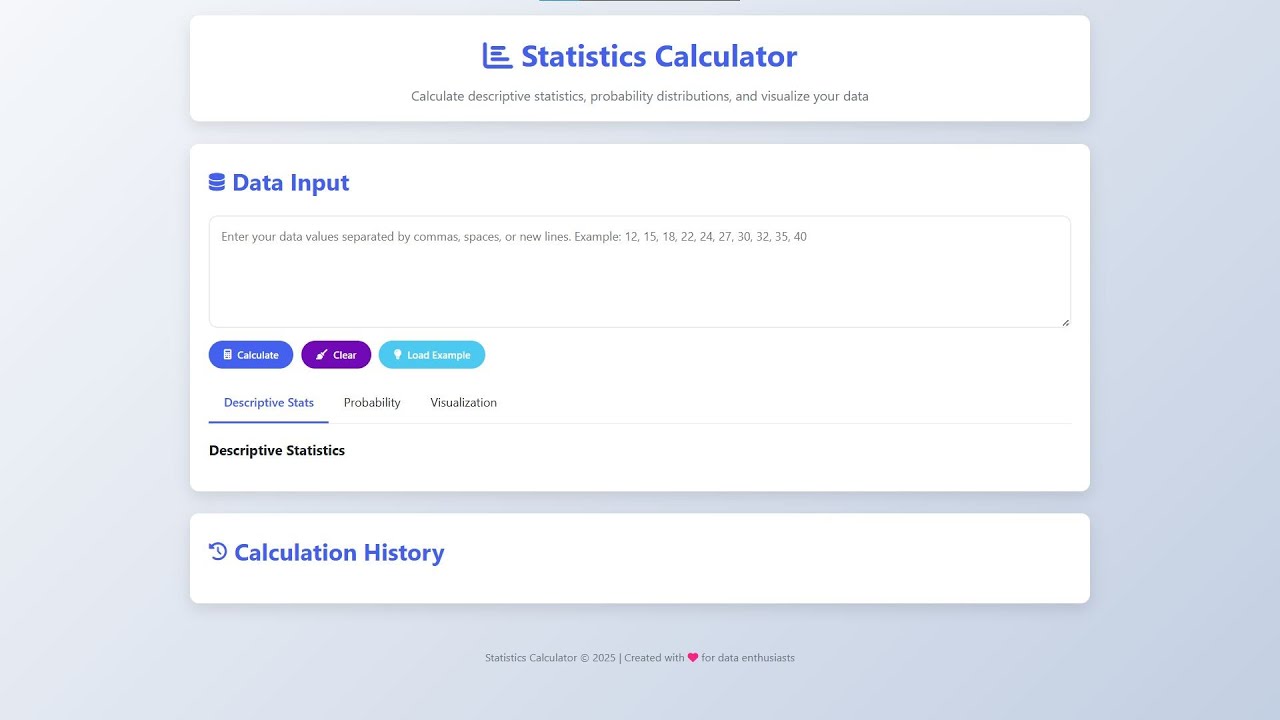Advanced Statistic Calculator Using HTML, CSS and JavaScript with ...