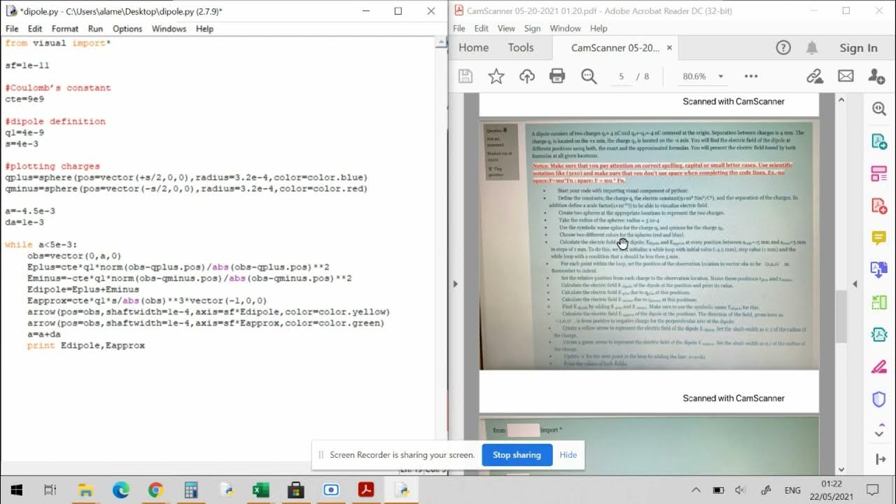 Phys 272 - vPython assignment - dipole example - YouTube