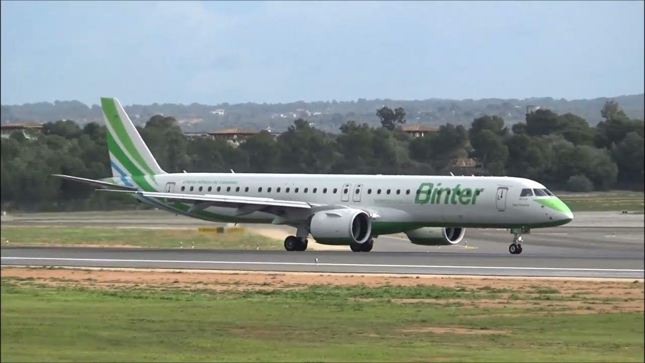 Binter Embraer E195-E2 landing and taking off in Palma de Mallorca - YouTube