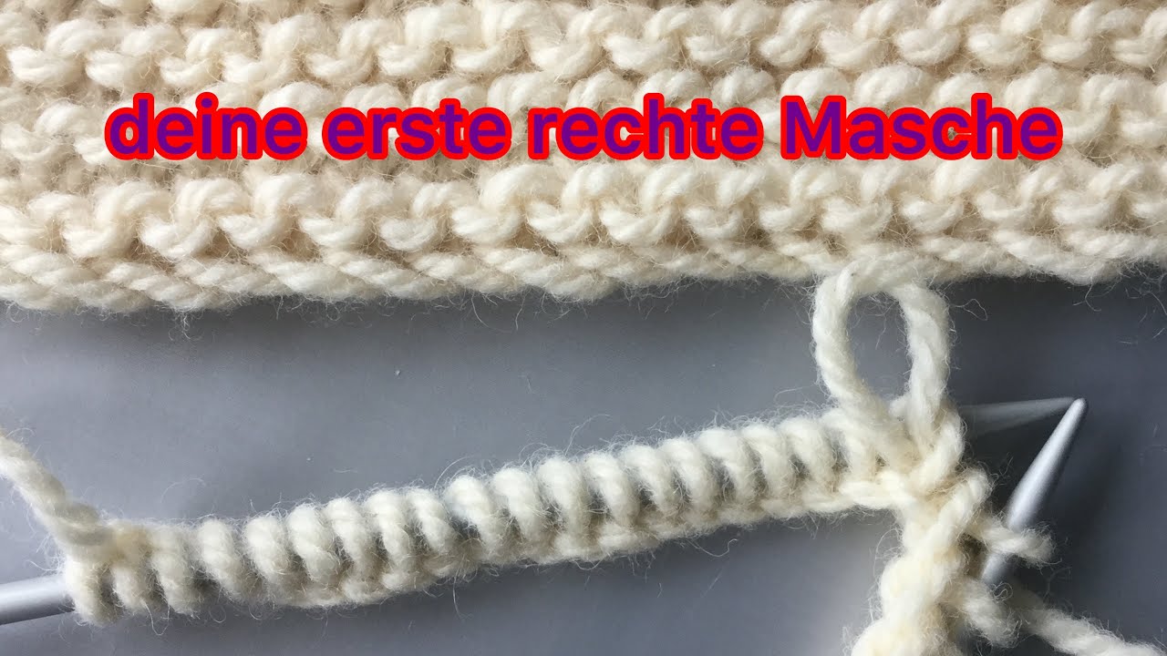 Stricken für Anfänger.Die rechten Maschen stricken. Maschenanschlag ...