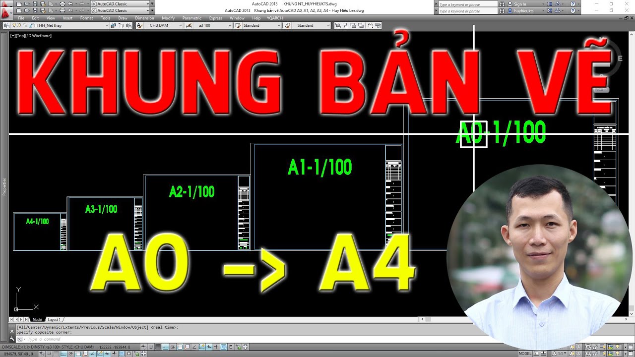Cách tạo khung bản vẽ AutoCAD A0, A1, A2, A3, A4 | Huy Hiếu Lee - YouTube