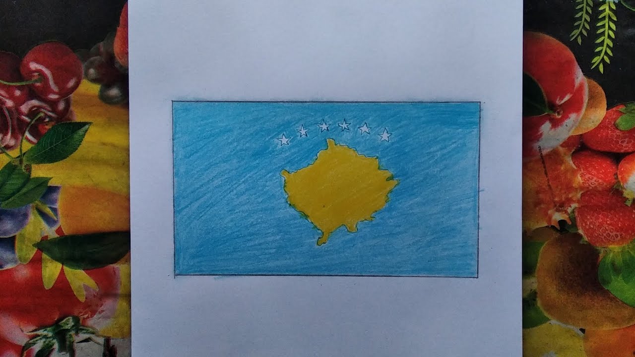 How to draw Kosovo Flag step by step | European Country flag drawing ...