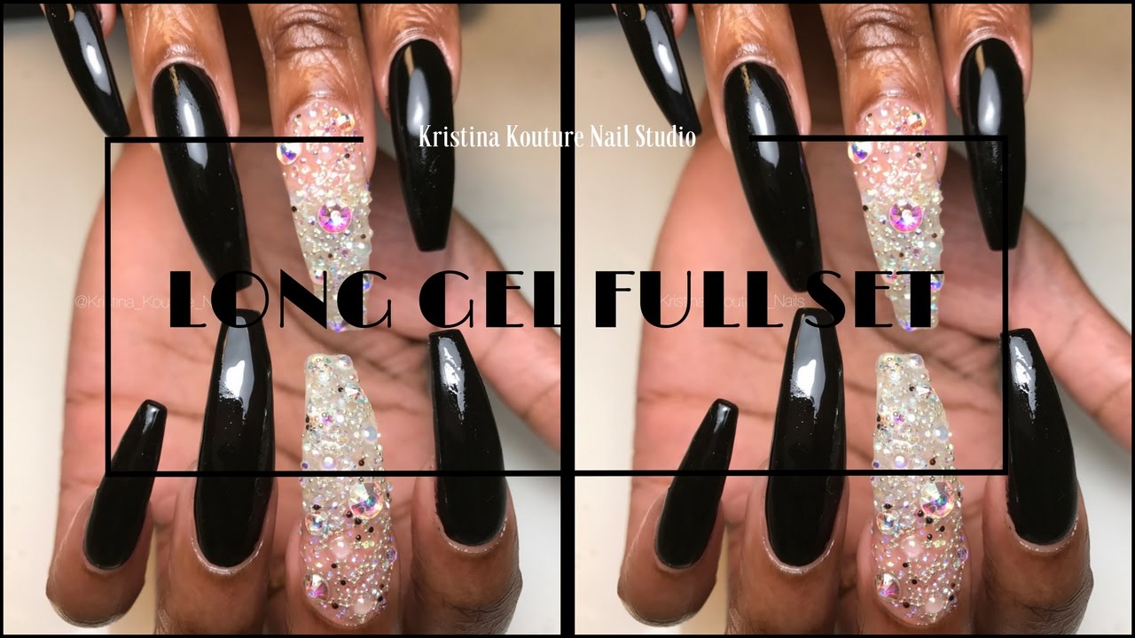 Long Gel Full Set Nails | Kristina Kouture Nail Studio - YouTube