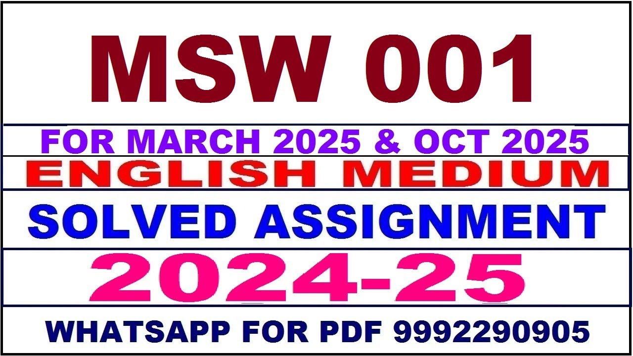 msw 1 solved assignment 2024-25 | msw 1 solved assignment in english ...