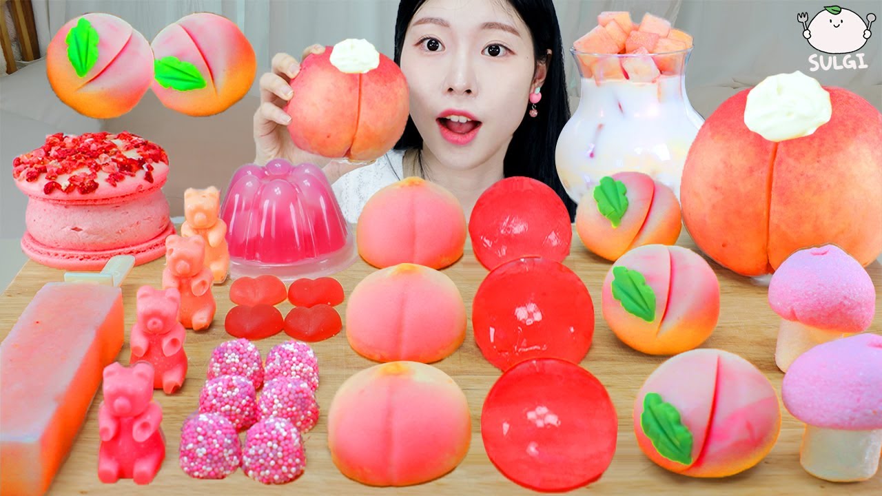 Asmr Mukbang 복숭아 디저트 화과자 아이스크림 마카롱 젤리 먹방 And 레시피 Dessert Ice Cream