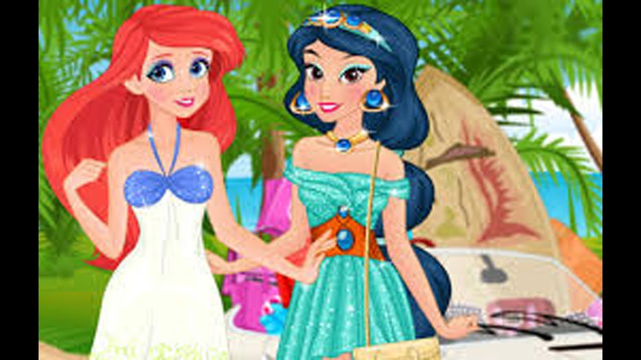 Disney Princess Jasmine And Ariel Summer Break - Baby Games - YouTube