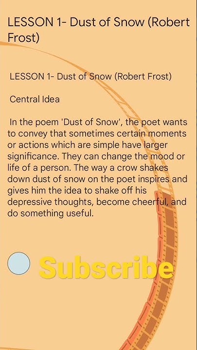 Dust of Snow -Robert Frost class 10 NCERT - YouTube