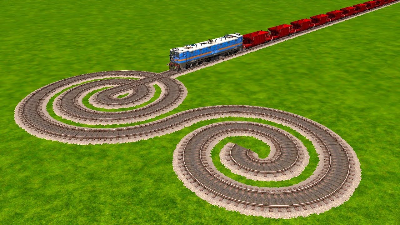 FASTEST TRAINS CROSSING ON ROUND CIRCLER SHARP RISKY RAILROAD TRACKS ...