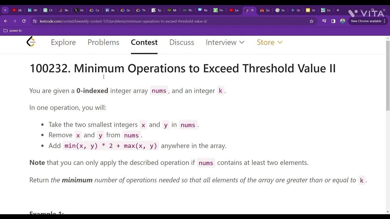 100232. Minimum Operations to Exceed Threshold Value II Weekly contest ...