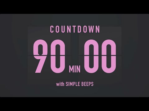 90 Minute Countdown Timer ⏳ Flip Clock with Simple Beeps 💕🖤