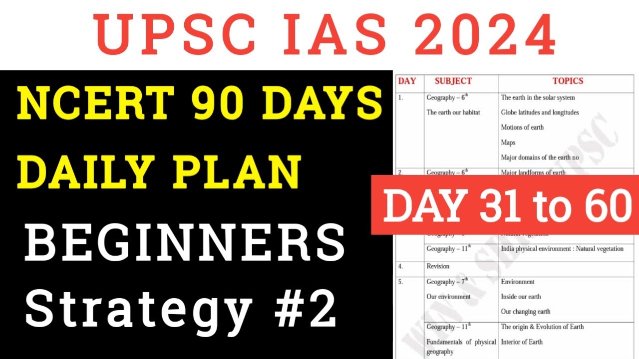 UPSC 2024 - NCERT 90 DAYS DAILY STUDY PLAN Part 2 • Upsc Prelims Ncert ...