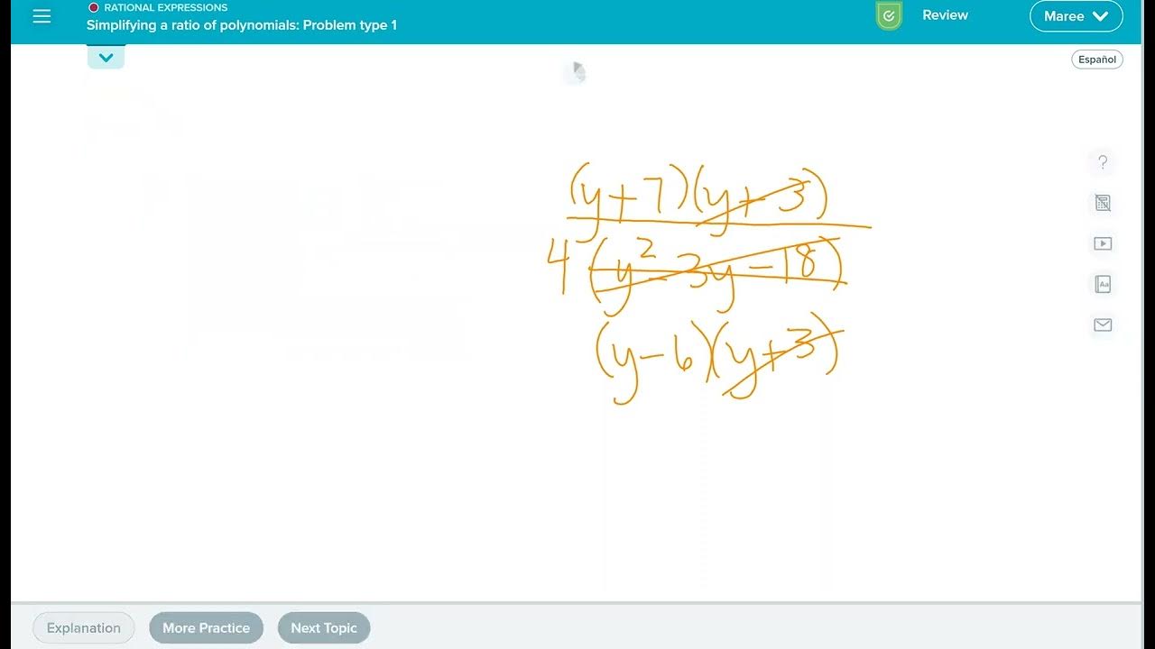 Simplifying a ratio of polynomials: Problem type 1 - YouTube