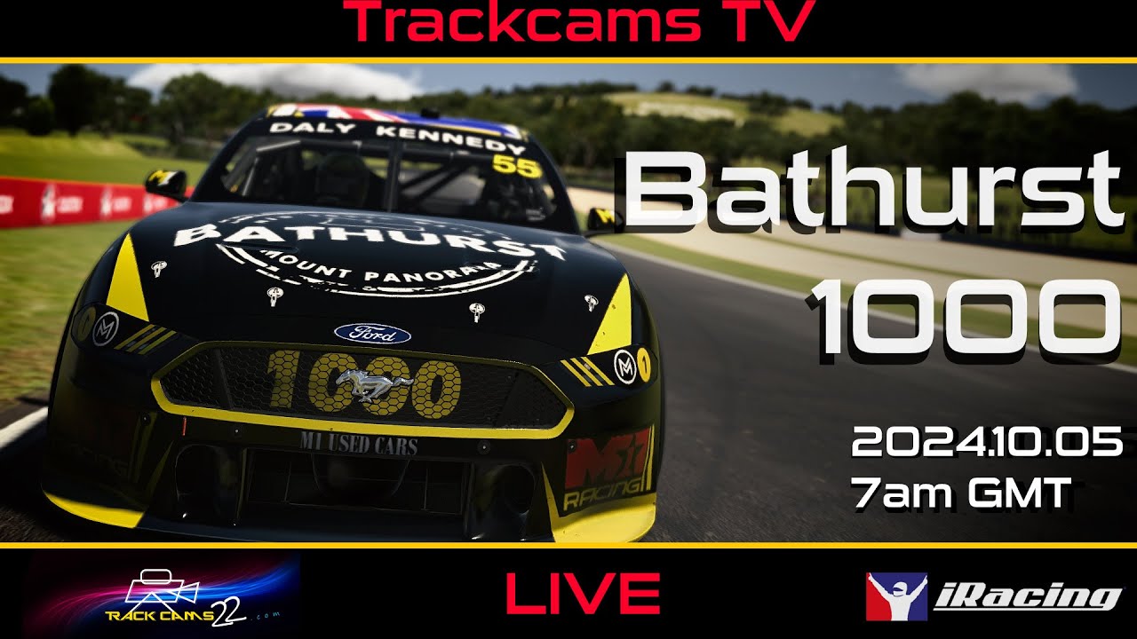 TrackCams TV 2024 IRacing Bathurst 1000 7am GMT first 63 Laps