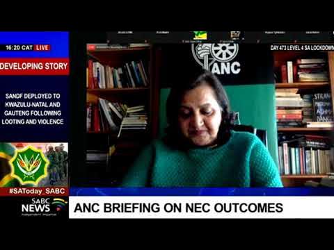 ANC briefs media on outcomes of the NEC meeting: 12 July 2021 - YouTube