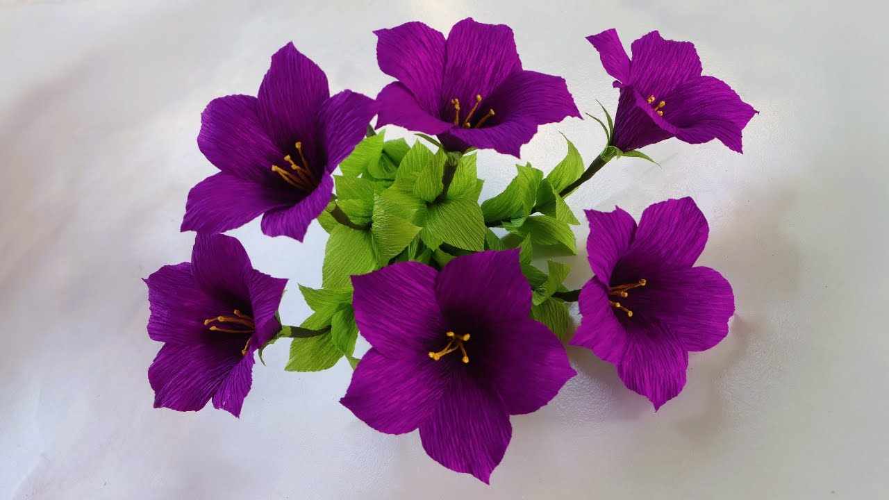 Petunia Flower Making With Paper/ How To Make Petunia Flower From Crepe ...