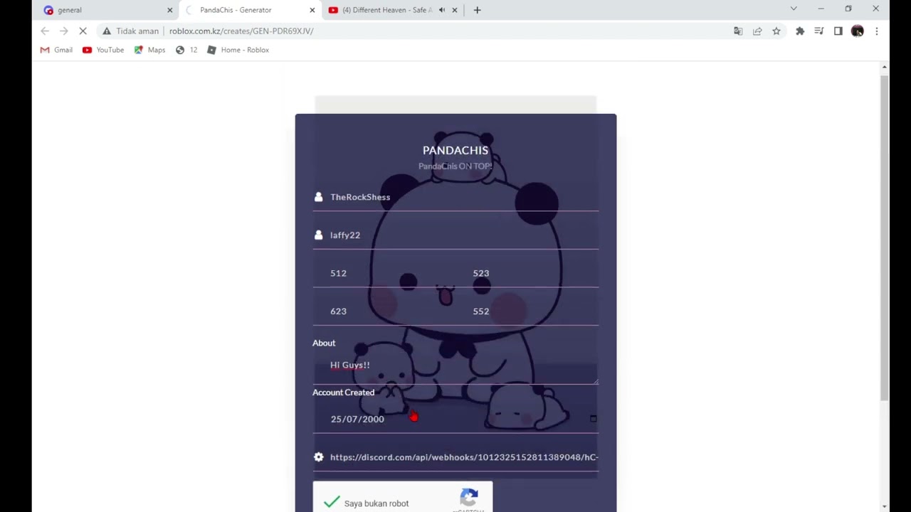 How To Beams Account With Profile or Private Server Link Fake Roblox ...