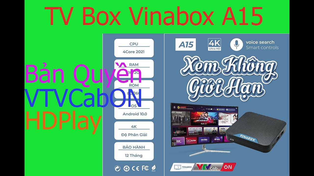 Android TV Box Vinabox A15 Xem truyền hình bản quyền VTVCab, Kho phim ...